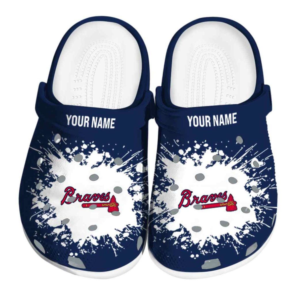 Custom Atlanta Braves Splatter Background Clog - VivaCrocs