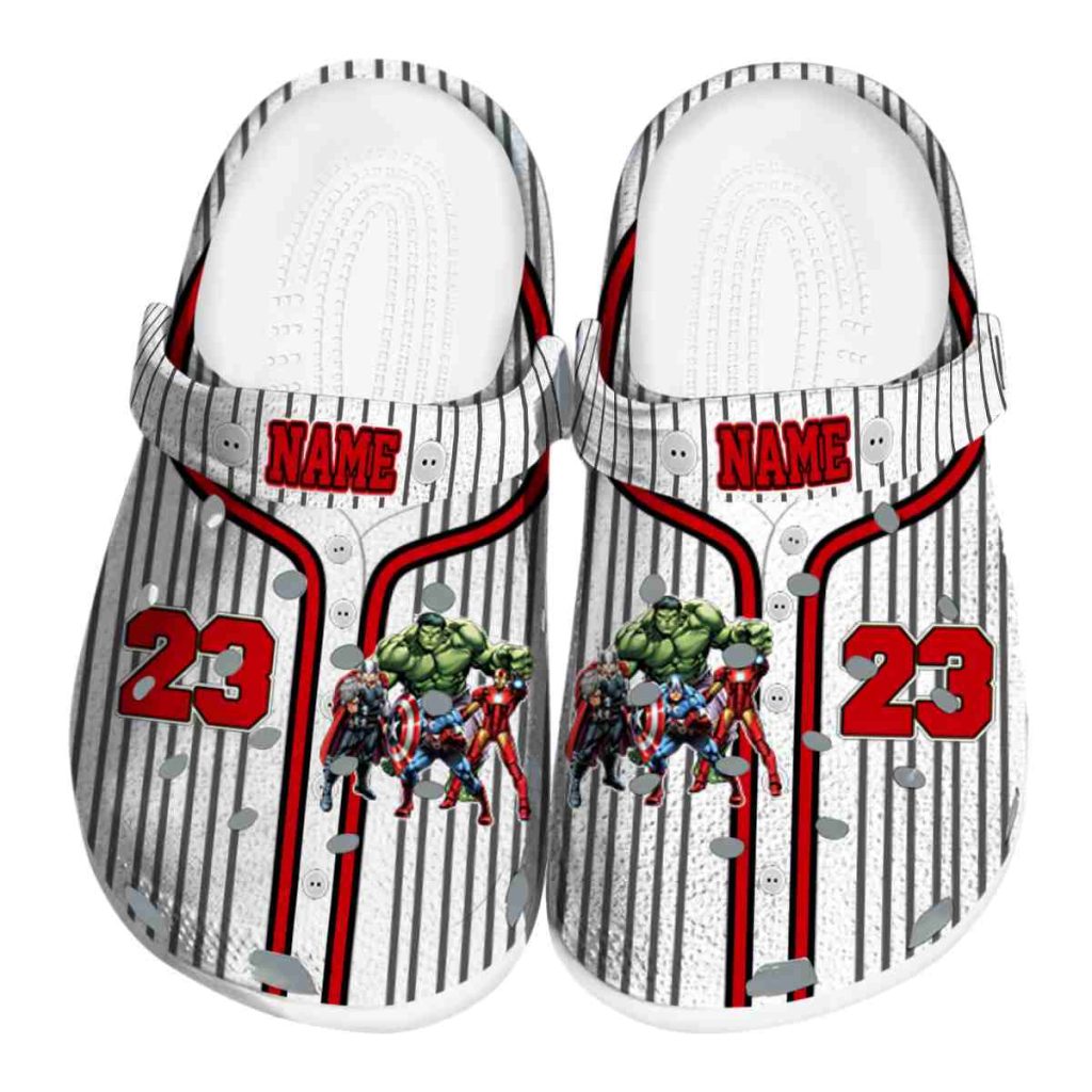 Custom Avengers Pinstripe Pattern Clog - VivaCrocs