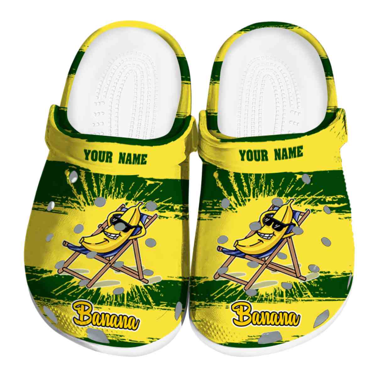 Custom Banana Paint Splatter Graphics Clog - VivaCrocs