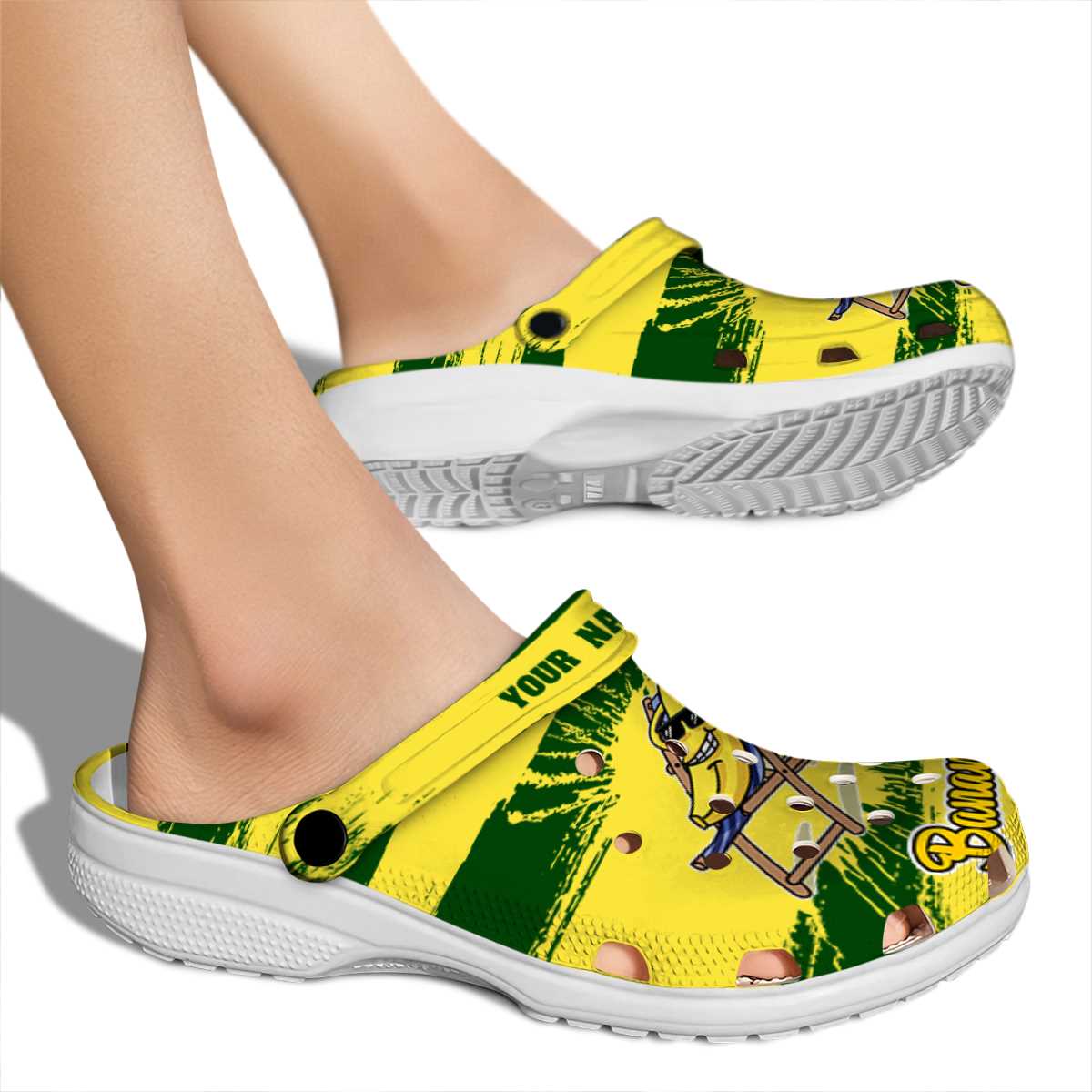 Custom Banana Paint Splatter Graphics Clog - VivaCrocs