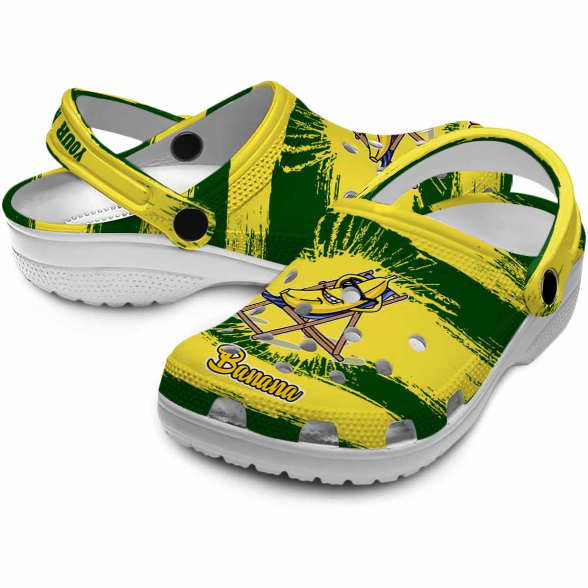 Custom Banana Paint Splatter Graphics Clog - VivaCrocs