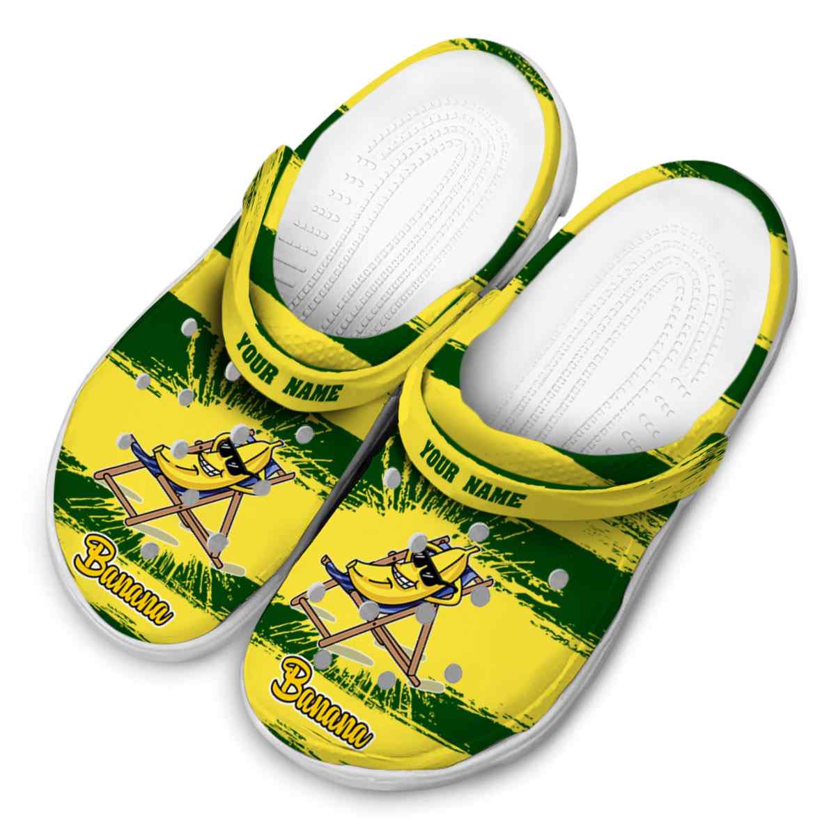 Custom Banana Paint Splatter Graphics Clog - VivaCrocs