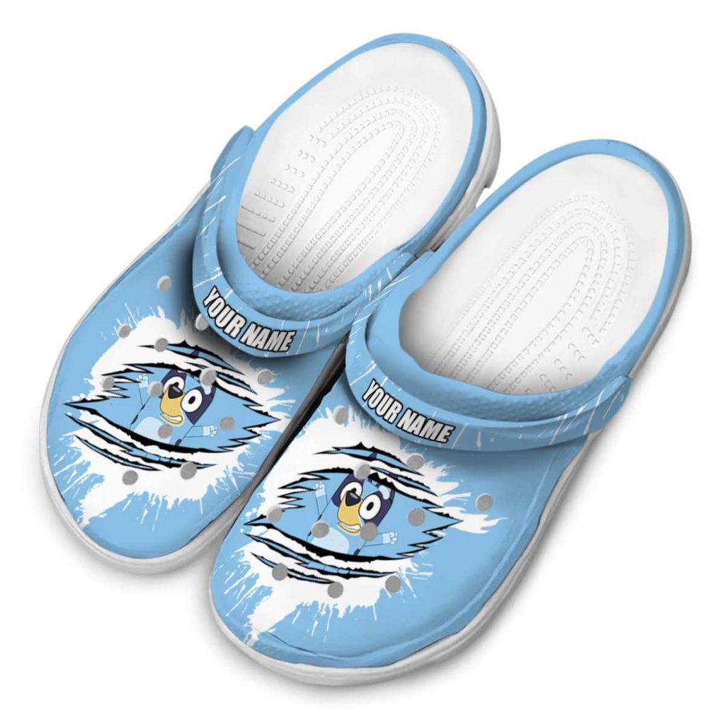 Custom Bluey Splash Motif Background Clog - VivaCrocs