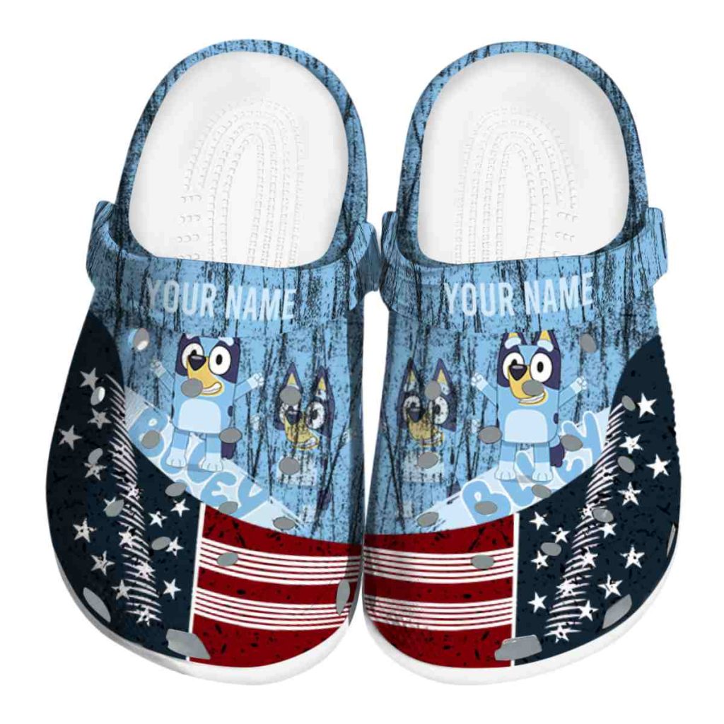 Custom Bluey Star-Spangled Side Pattern Clog - VivaCrocs
