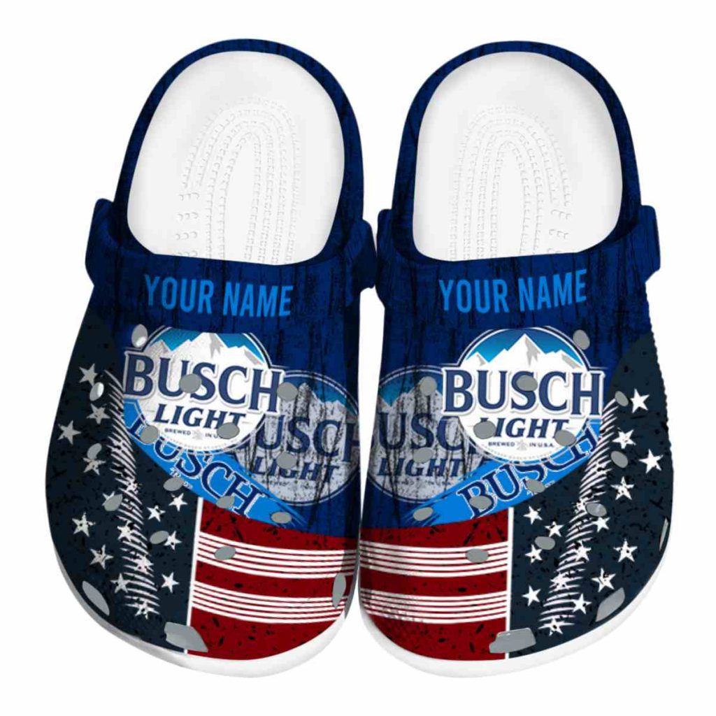 Custom Busch Light Star-Spangled Side Pattern Clog - VivaCrocs