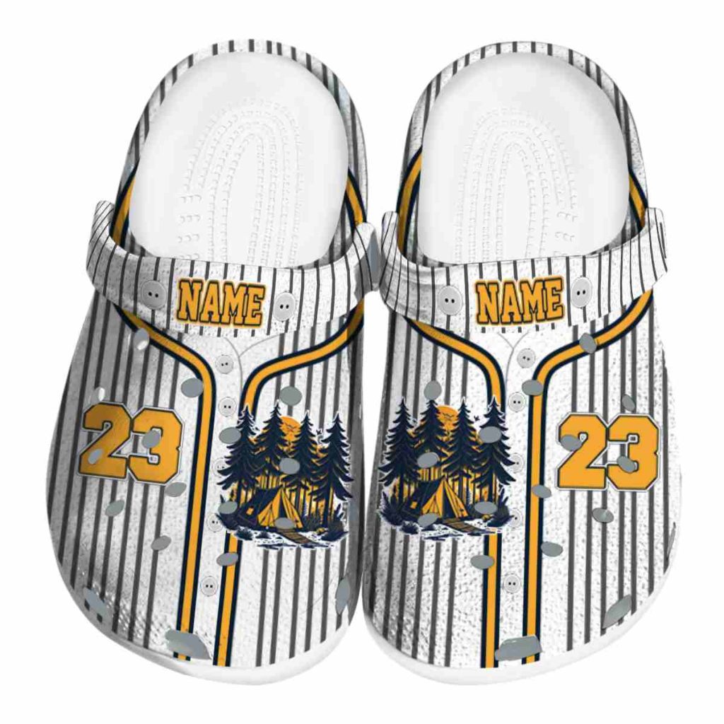 Custom Camping Pinstripe Pattern Clog - VivaCrocs