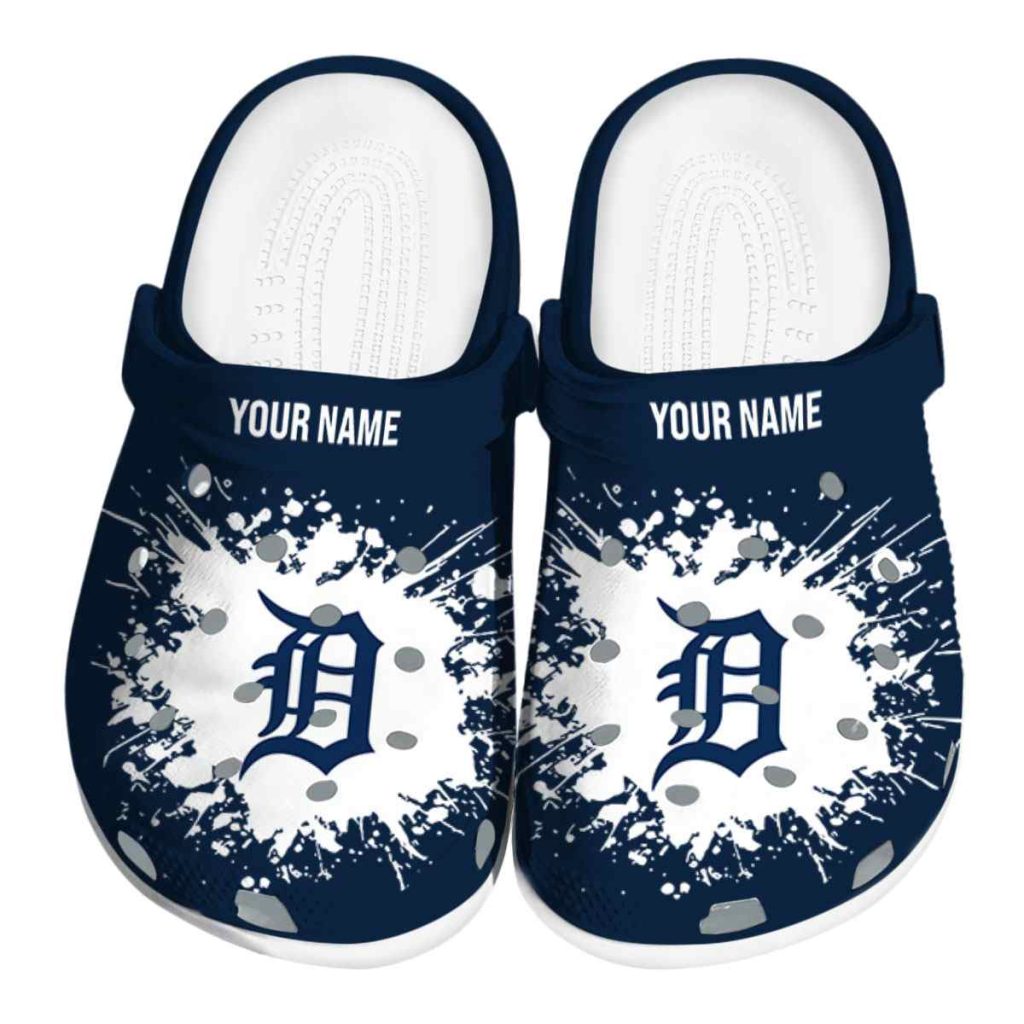 Custom Detroit Tigers Splatter Background Clog - VivaCrocs