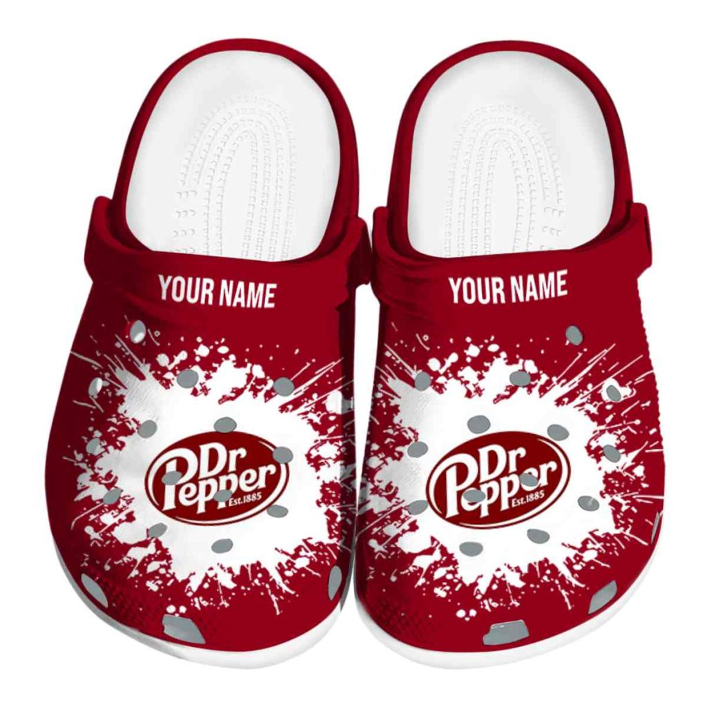 Custom Dr Pepper Splatter Background Clog - VivaCrocs