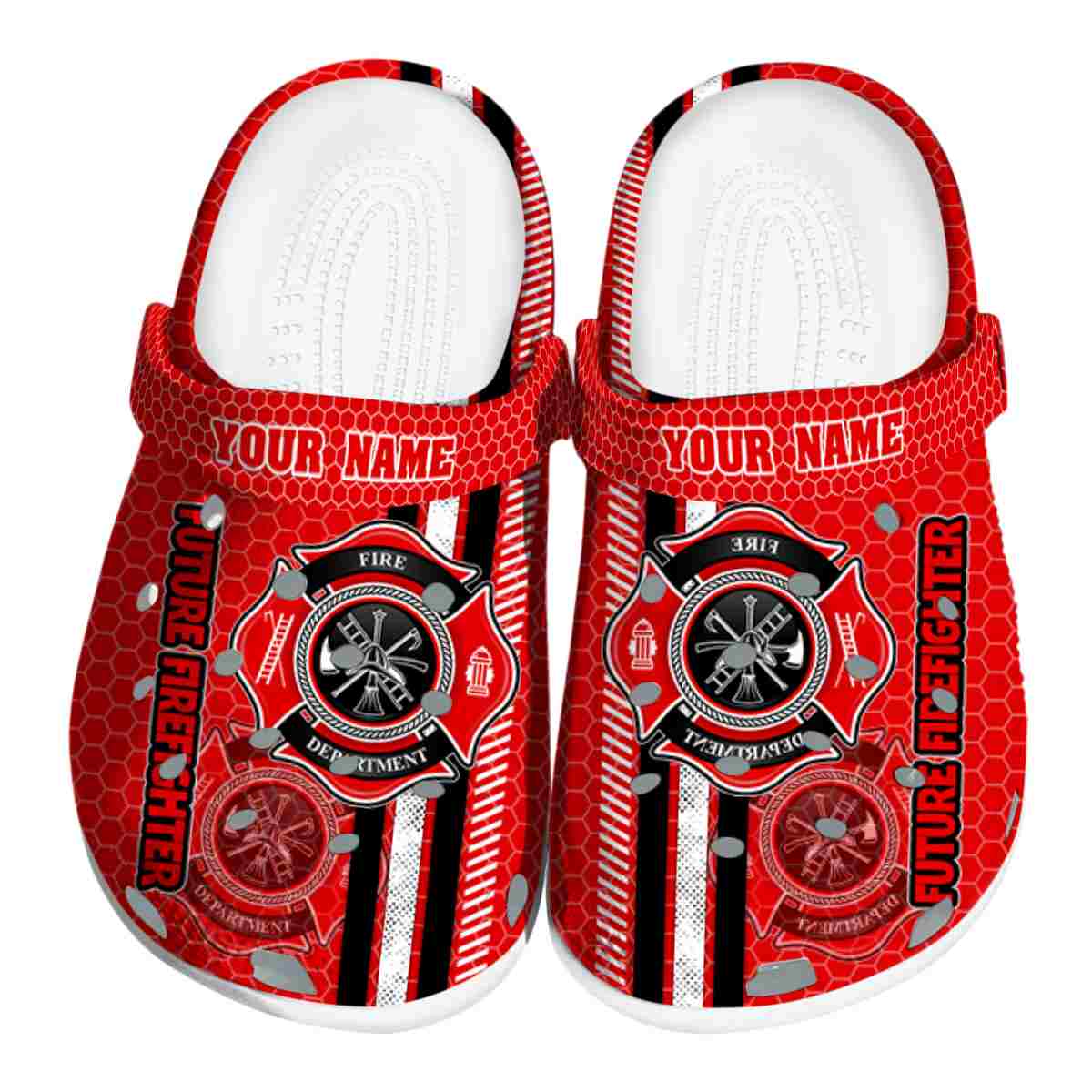 Custom Firefighter Contrasting Stripes Clog - VivaCrocs