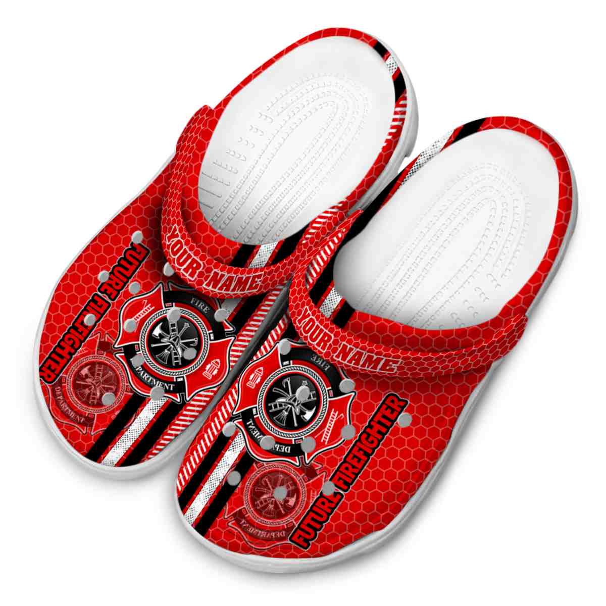 Custom Firefighter Contrasting Stripes Clog - VivaCrocs