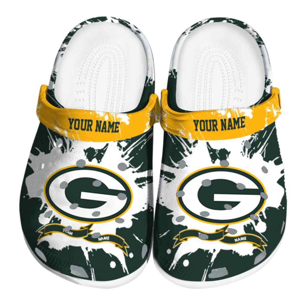 Custom Green Bay Packers Splatter Pattern Clog - VivaCrocs