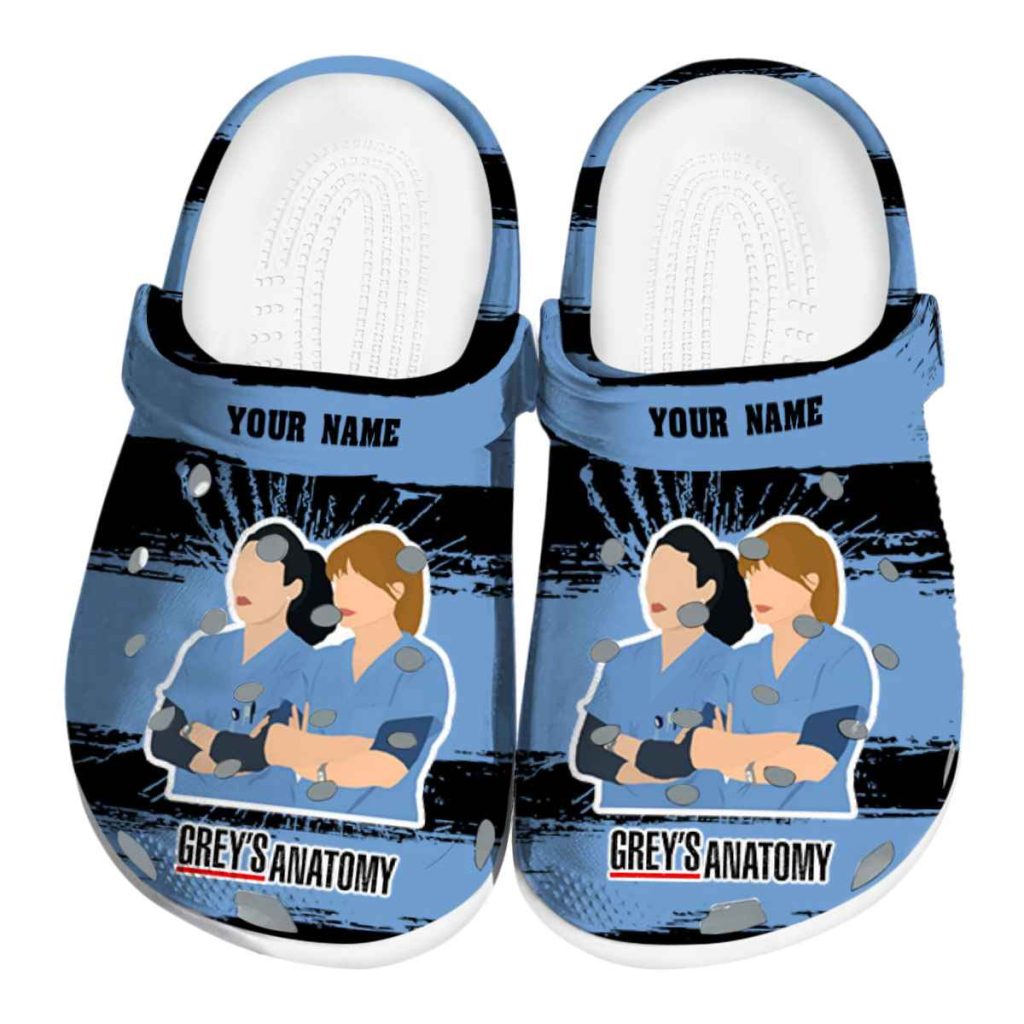 Custom Grey Anatomy Paint Splatter Graphics Clog - VivaCrocs