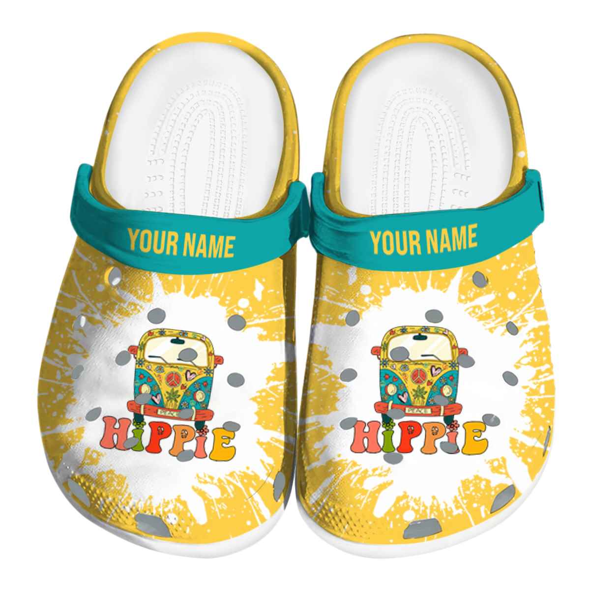 Custom Hippie Splash Art Clog - VivaCrocs