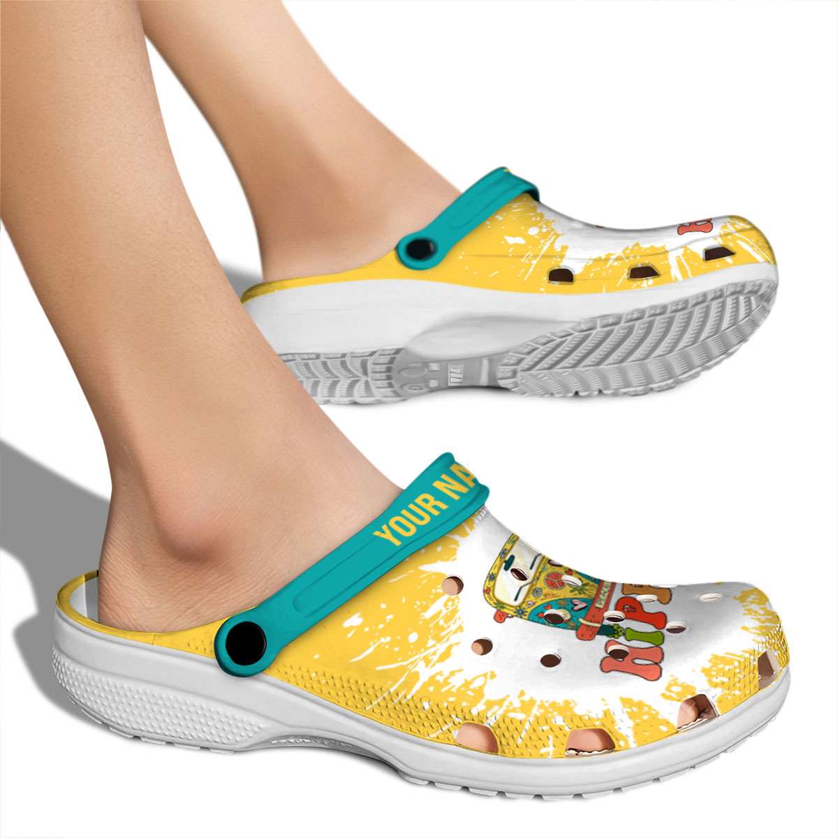 Custom Hippie Splash Art Clog - VivaCrocs