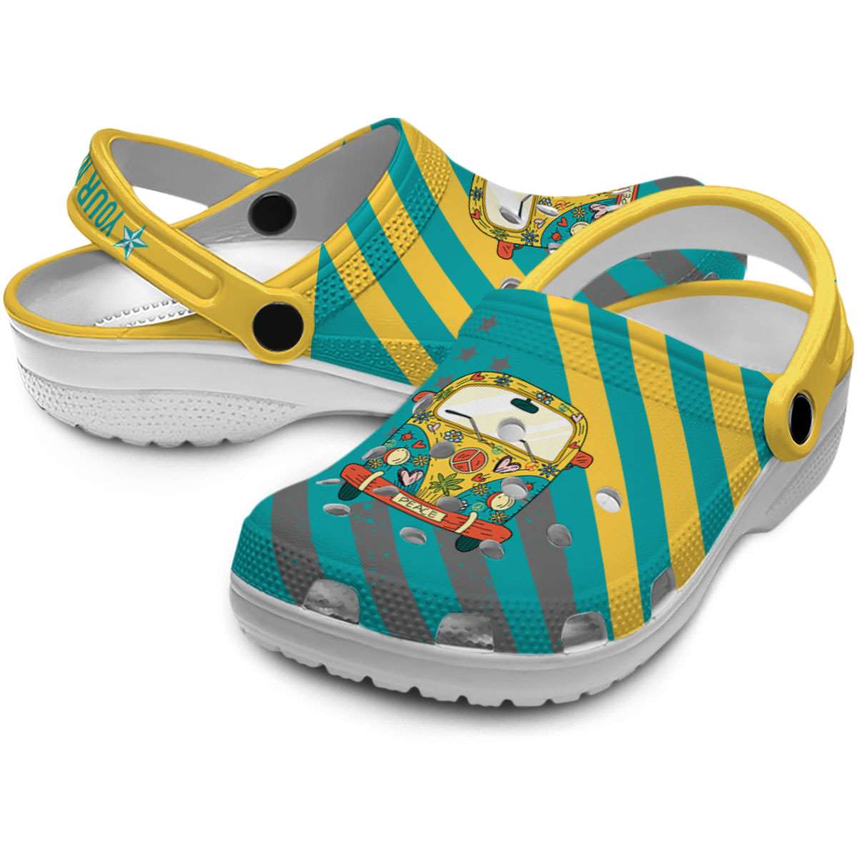 Custom Hippie Star-Spangled Graphic Clog - VivaCrocs
