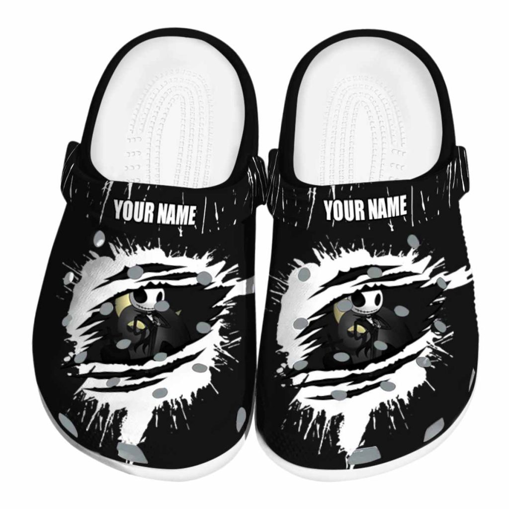 Custom Jack Skellington Splash Motif Background Clog - VivaCrocs