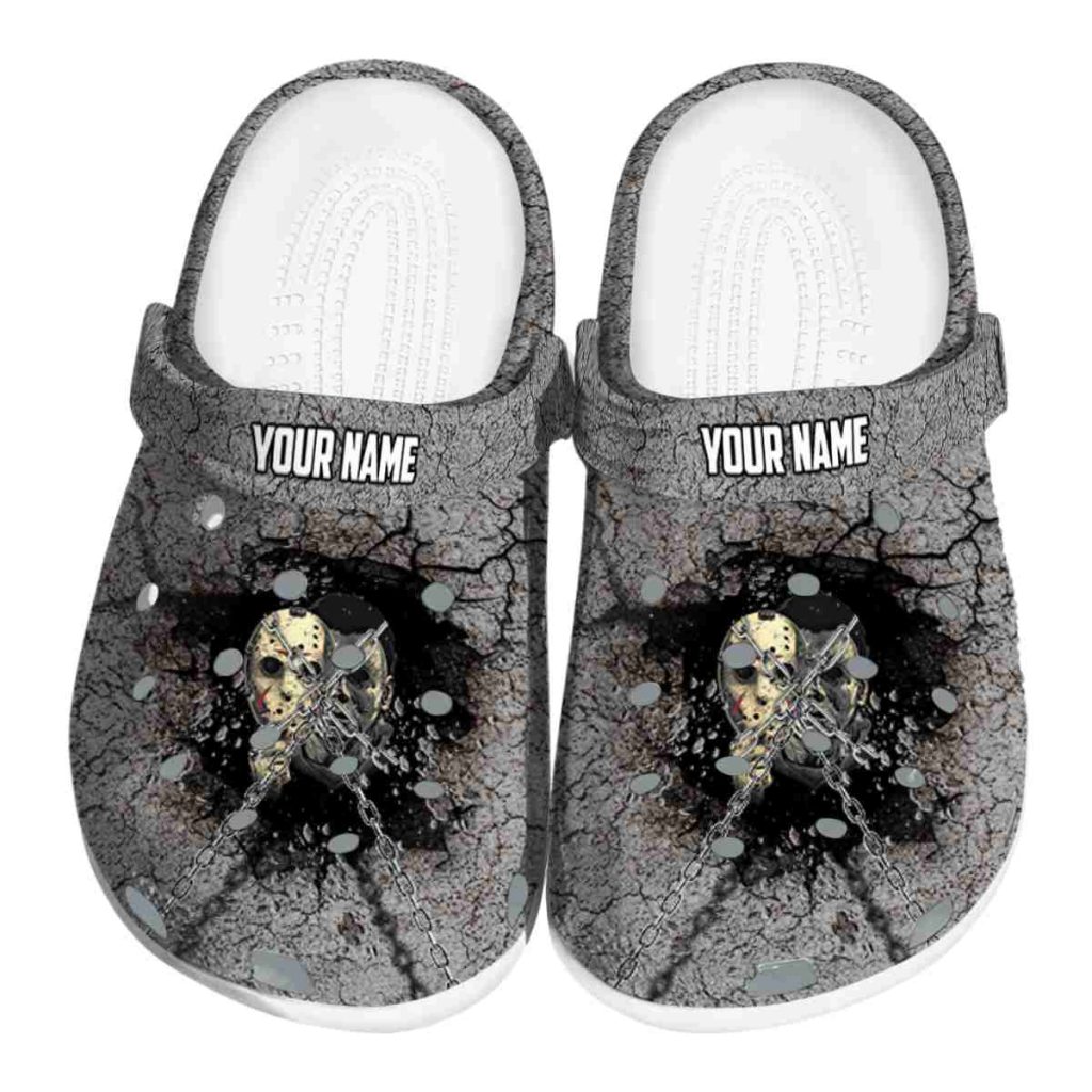 Custom Jason Voorhees Cracked Ground Texture Clog - VivaCrocs