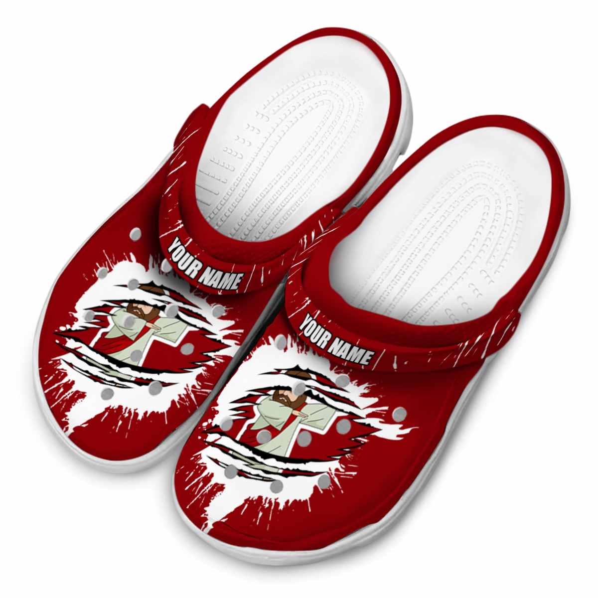 Custom Jesus Splash Motif Background Clog - VivaCrocs