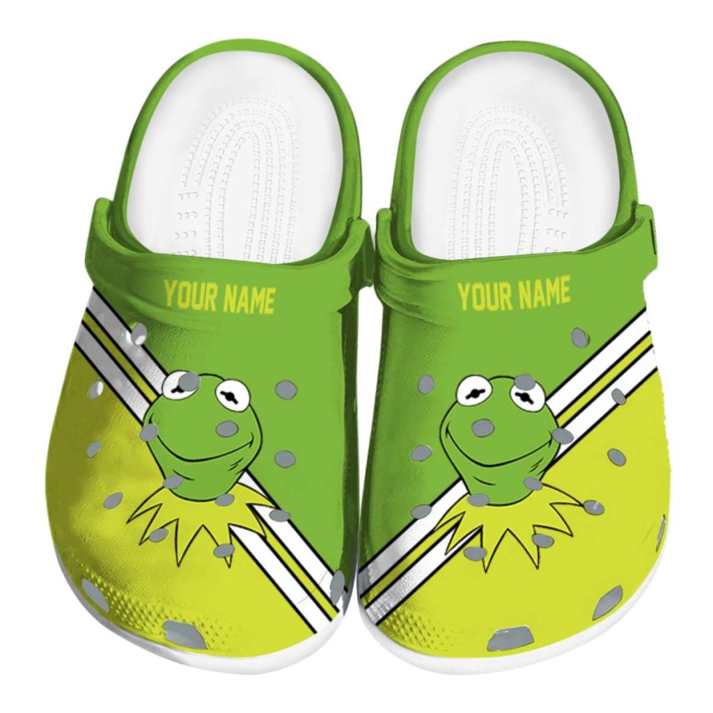 Custom Kermit The Frog Striped Accents Clog - VivaCrocs