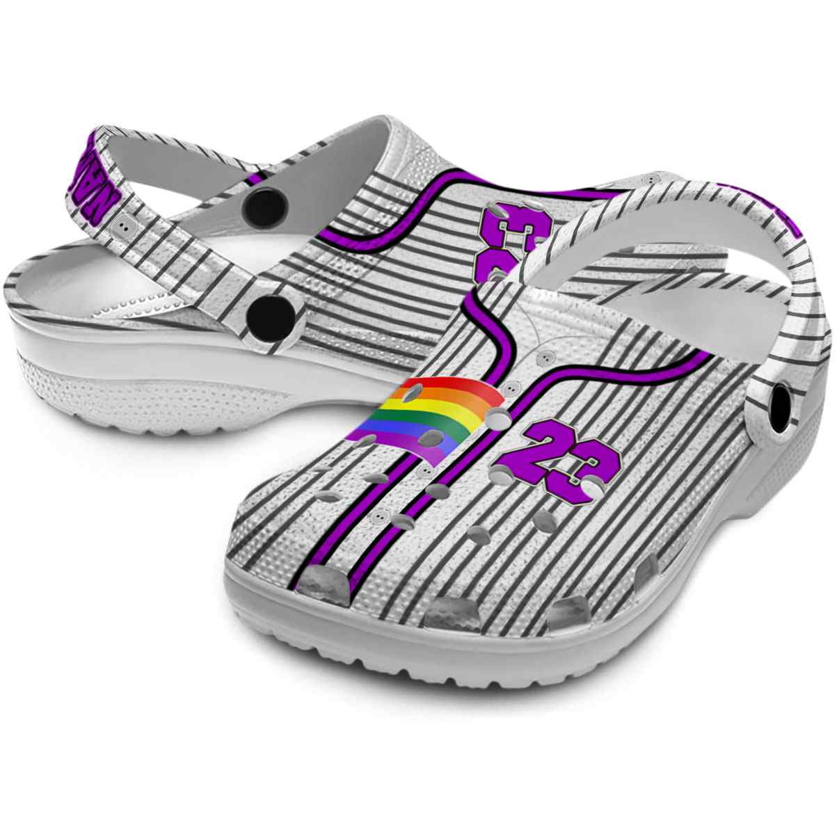 Custom LGBT Pinstripe Pattern Clog - VivaCrocs