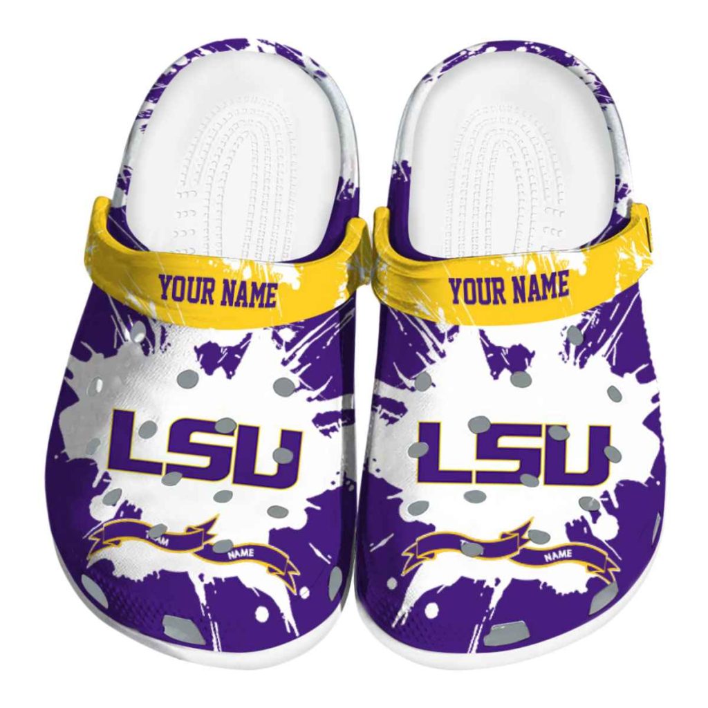 Custom LSU Tigers Splatter Pattern Clog - VivaCrocs
