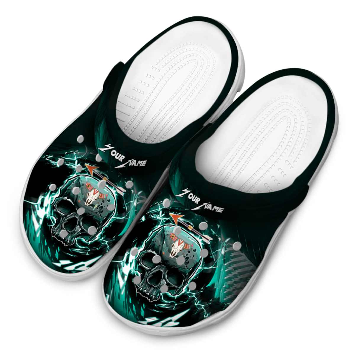 Custom Native American Gothic Skull Clog - VivaCrocs