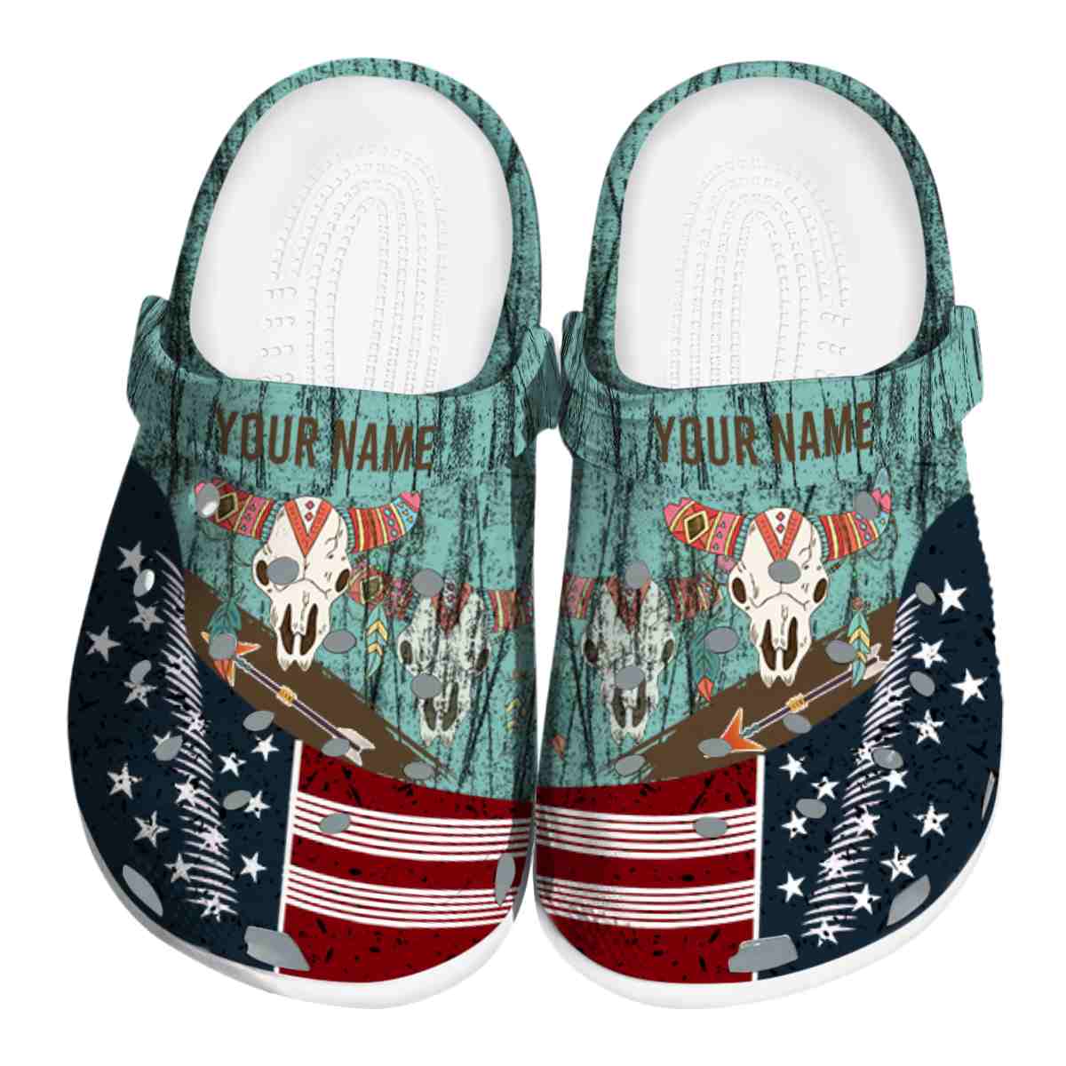 Custom Native American Star-Spangled Side Pattern Clog - VivaCrocs