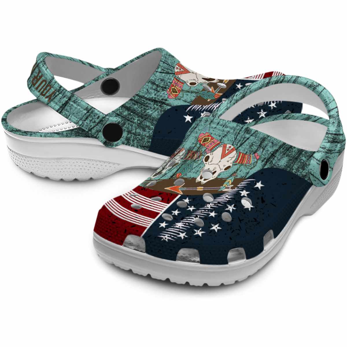 Custom Native American Star-Spangled Side Pattern Clog - VivaCrocs