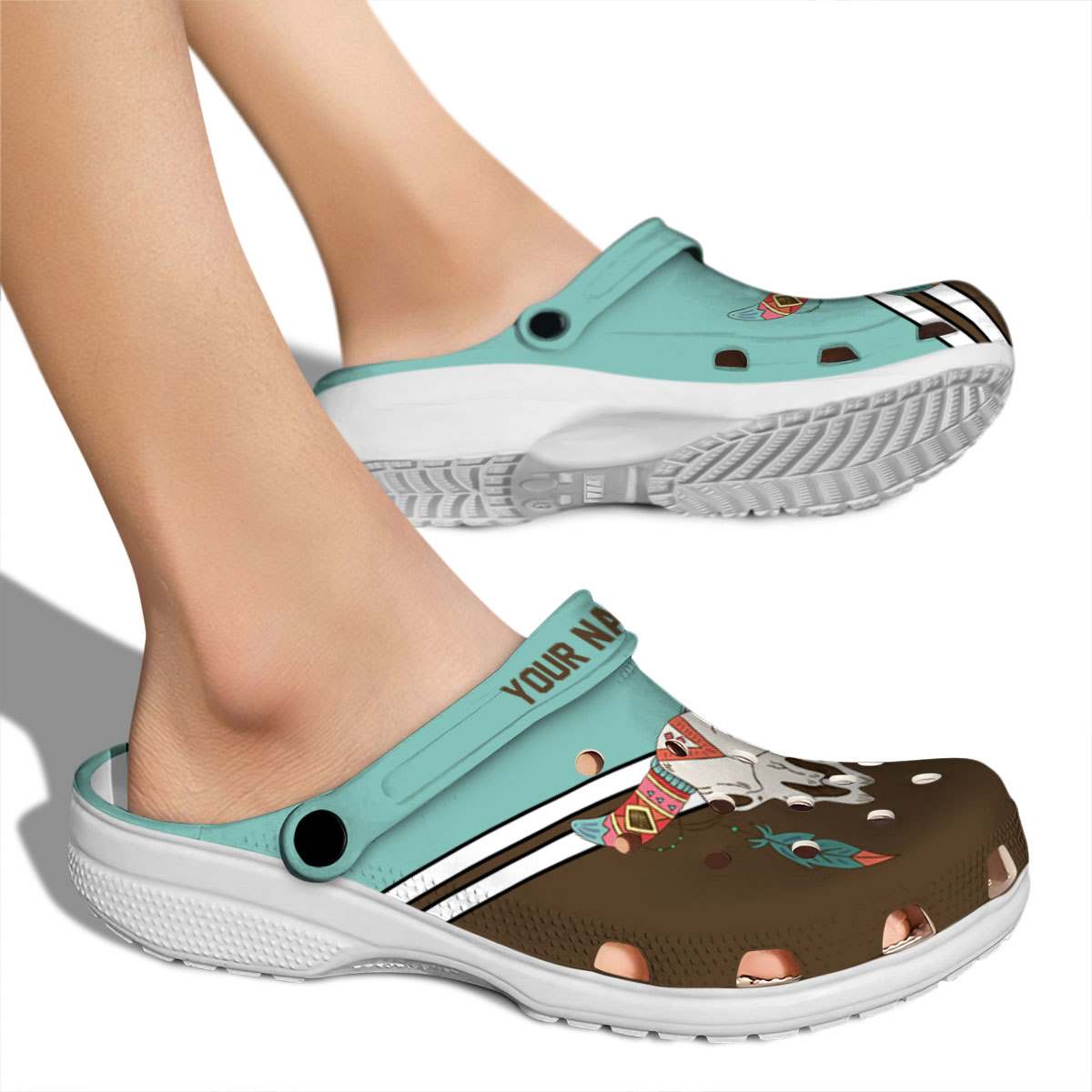 Custom Native American Striped Accents Clog - VivaCrocs