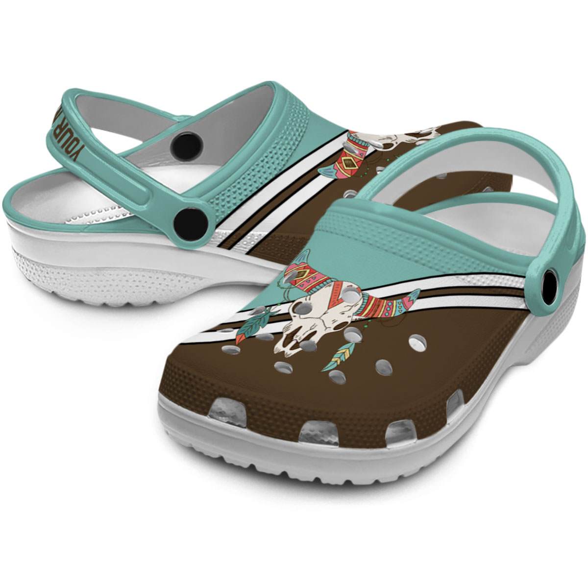 Custom Native American Striped Accents Clog - VivaCrocs