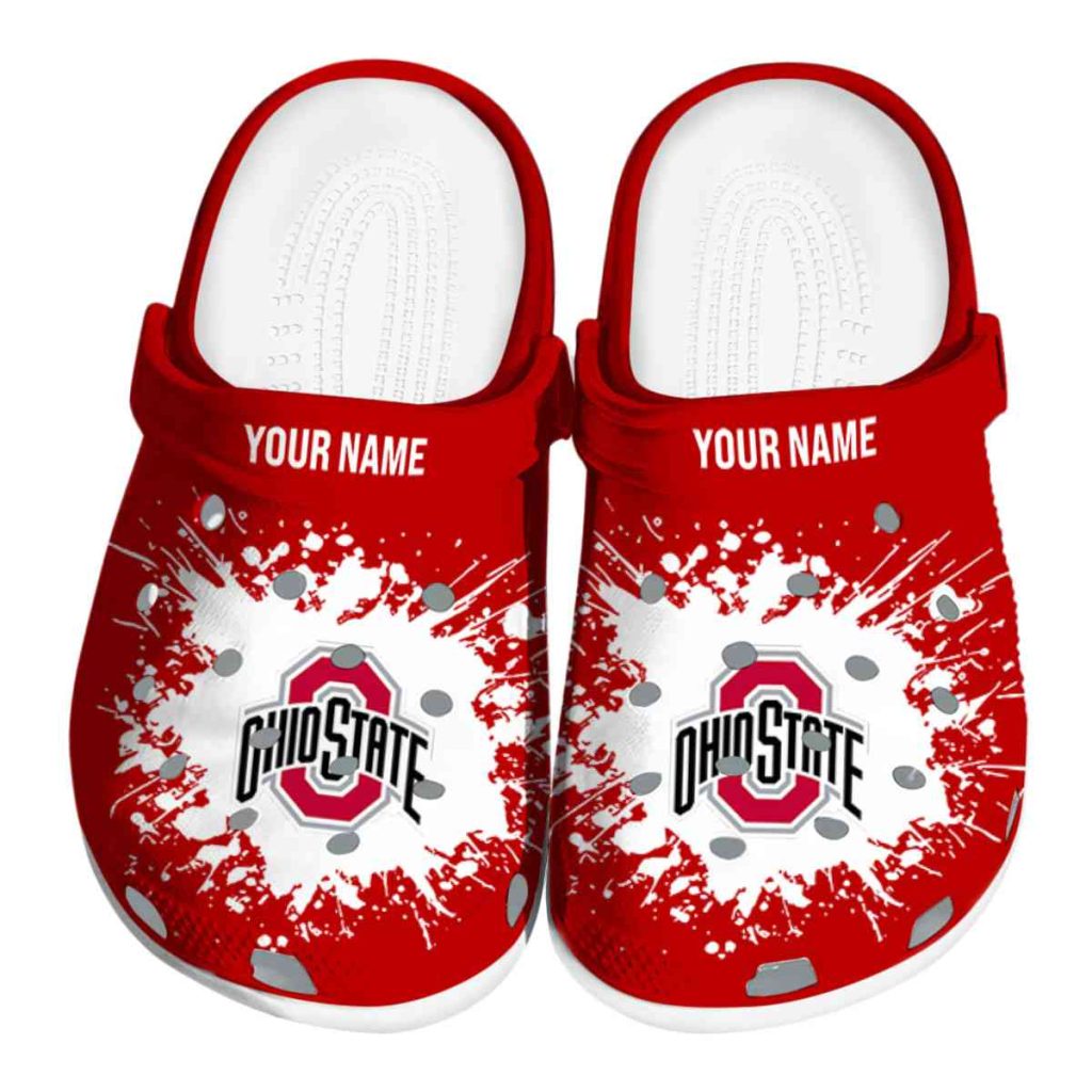 Custom Ohio State Buckeyes Splatter Background Clog - VivaCrocs