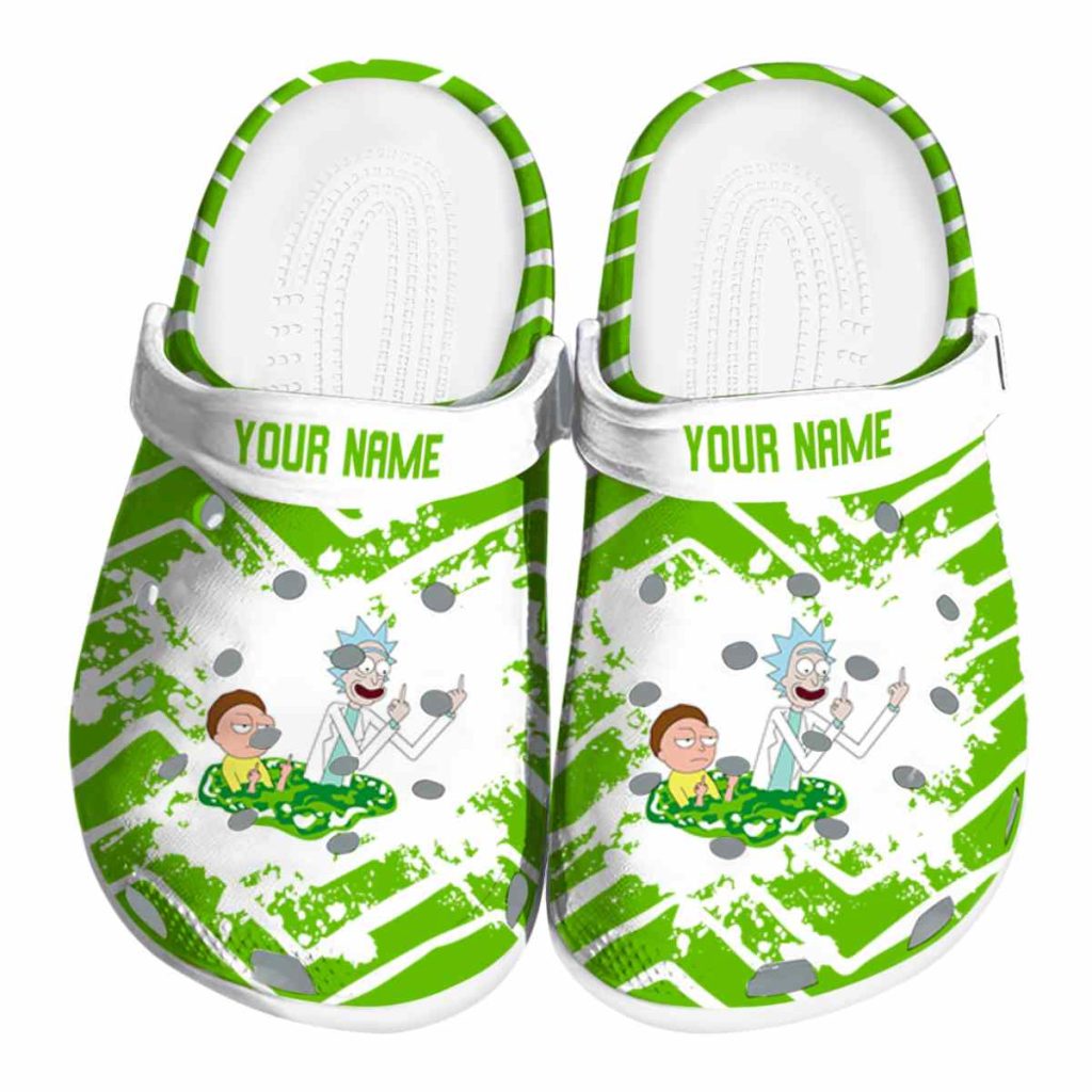 Custom Rick And Morty Zigzag Paint Burst Clog - VivaCrocs