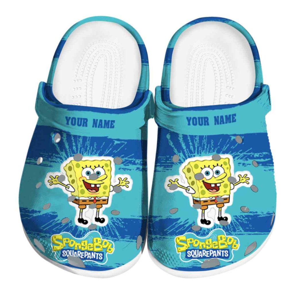 Custom Spongebob Paint Splatter Graphics Clog - VivaCrocs