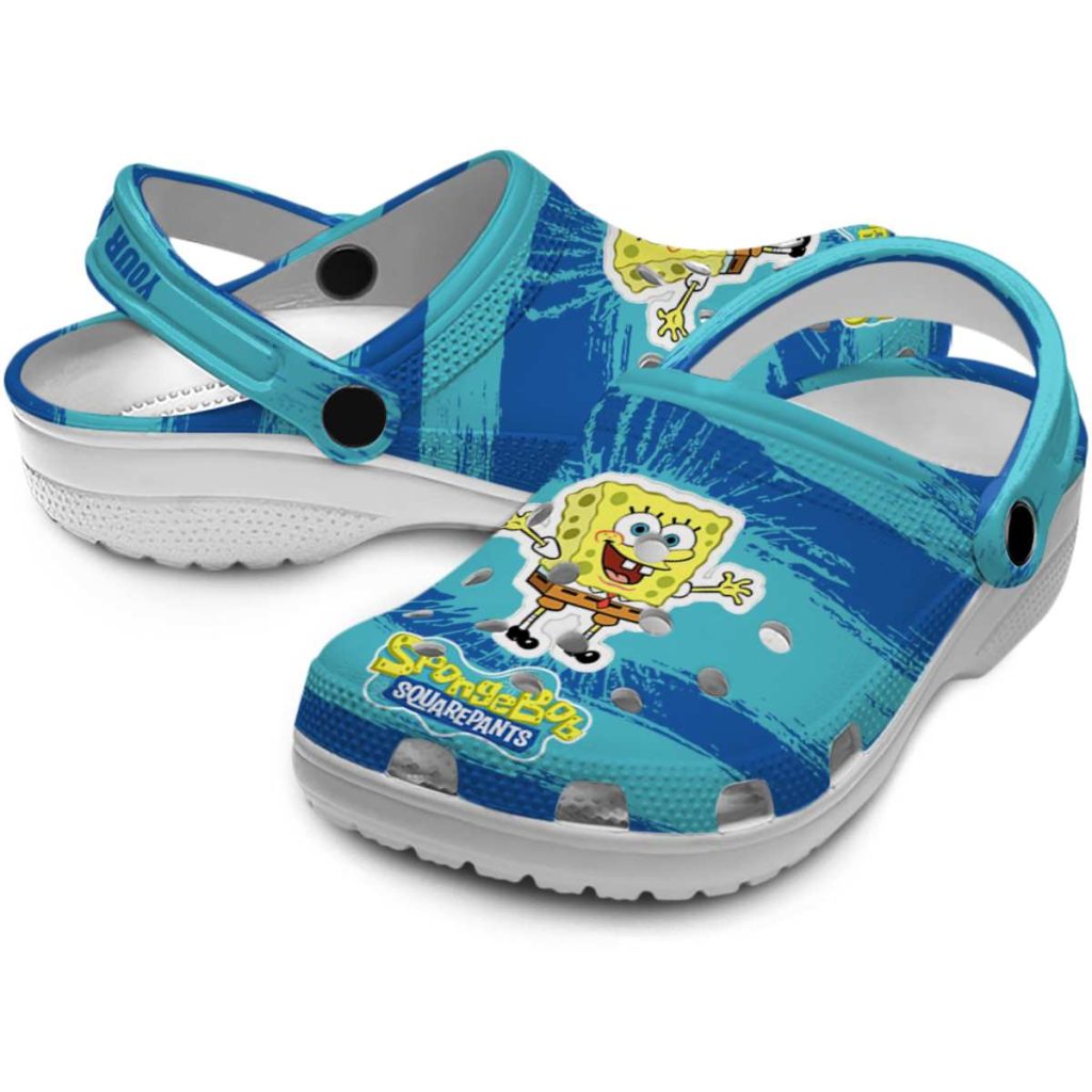 Custom Spongebob Paint Splatter Graphics Clog - VivaCrocs