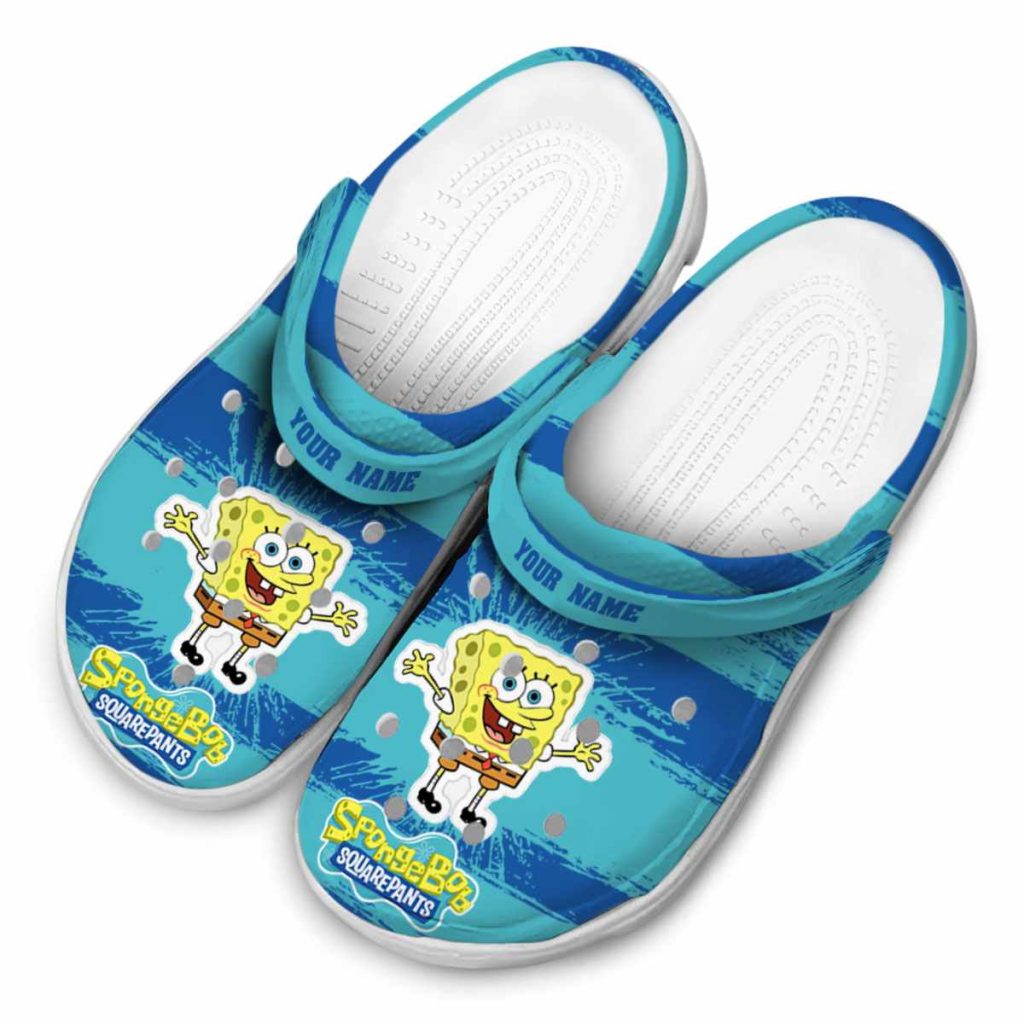 Custom Spongebob Paint Splatter Graphics Clog - VivaCrocs