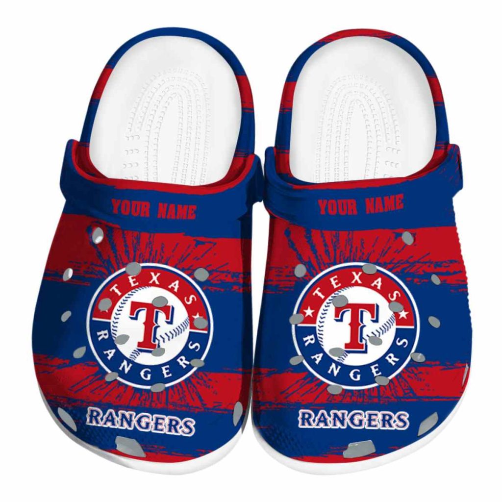 Custom Texas Rangers Paint Splatter Graphics Clog - VivaCrocs