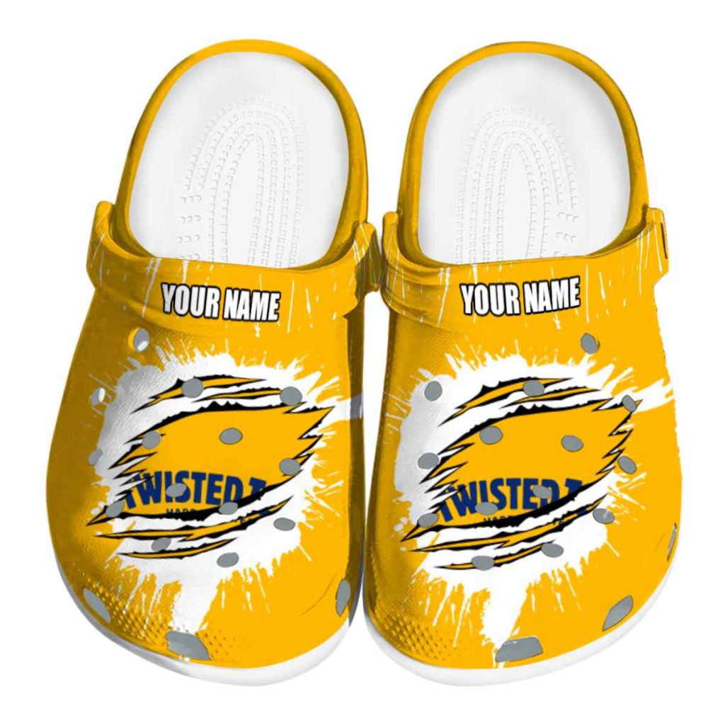 Custom Twisted Tea Splash Motif Background Clog - VivaCrocs