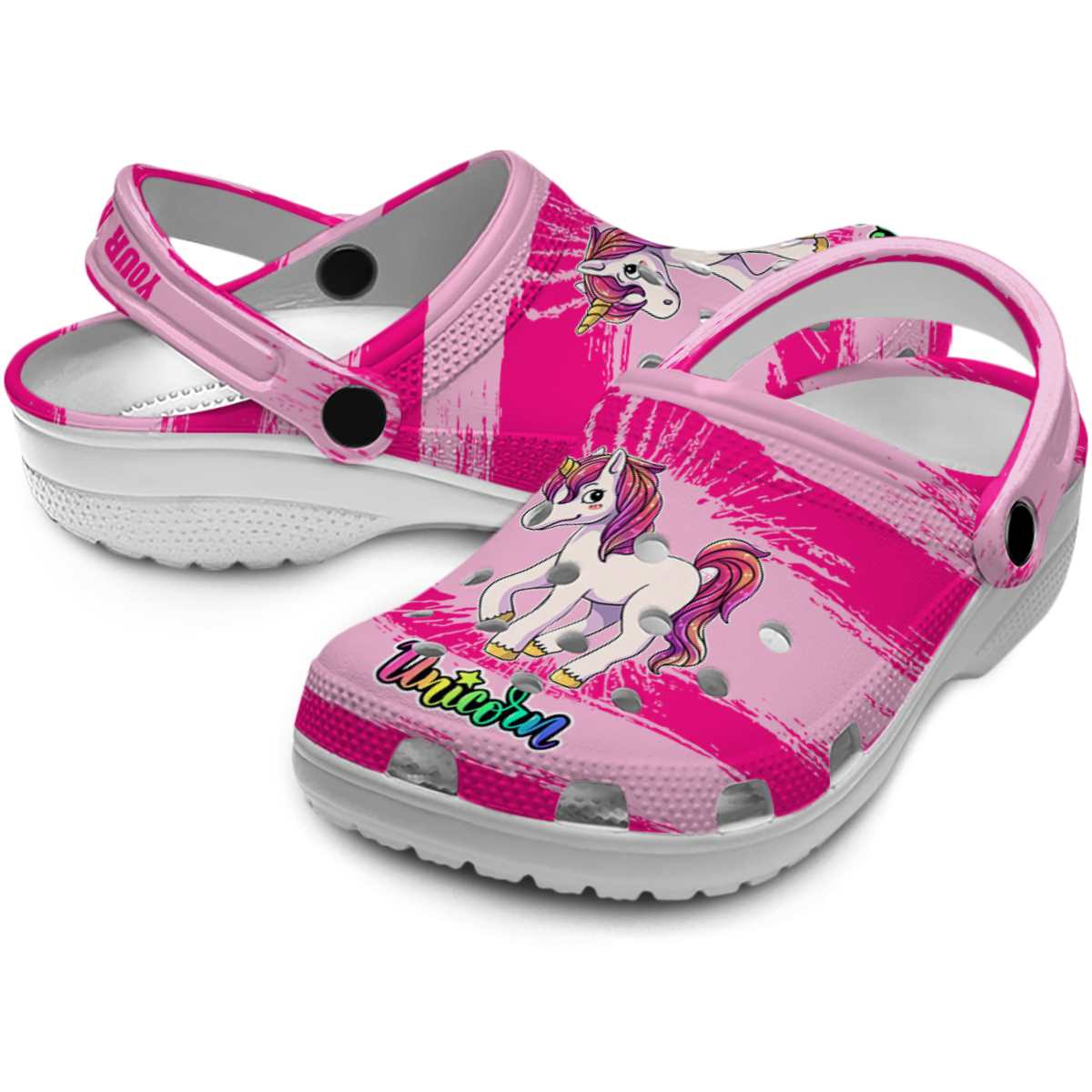 Custom Unicorn Paint Splatter Graphics Clog - VivaCrocs