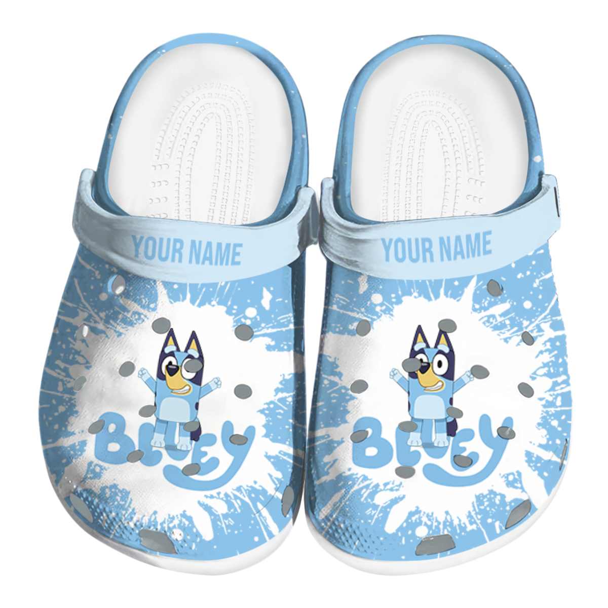 Custom Bluey Splatter Background Clog - VivaCrocs