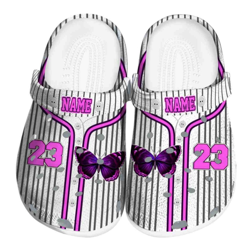 Customized Butterfly Pinstripe Pattern Crocs - VivaCrocs