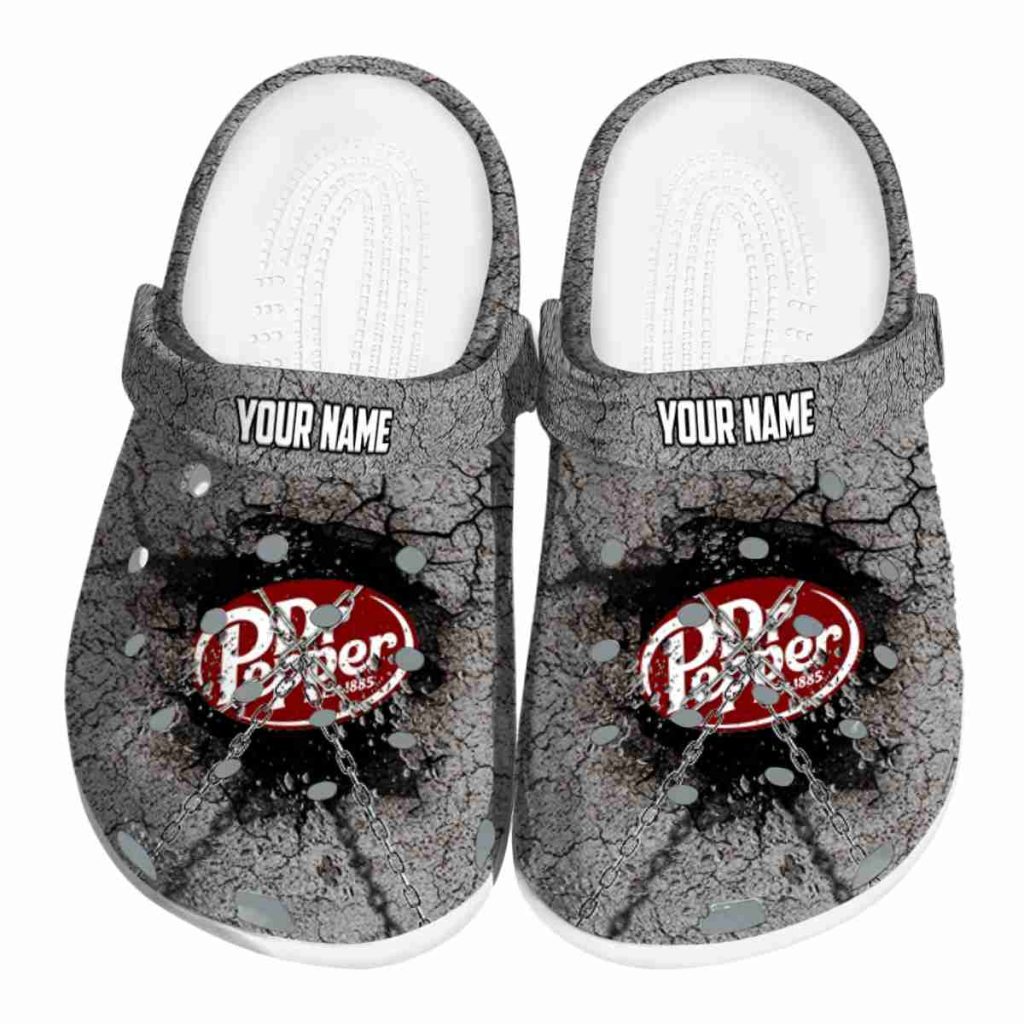Customized Dr Pepper Cracked Ground Texture Clog - VivaCrocs