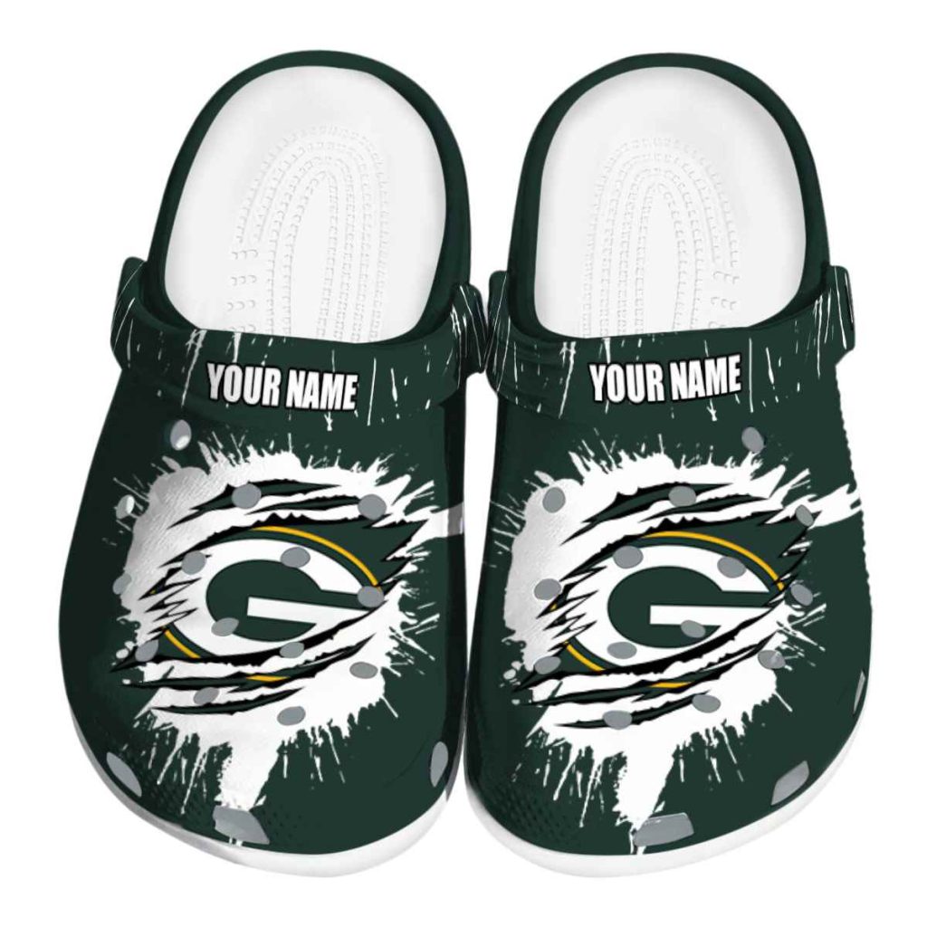 Customized Green Bay Packers Splash Motif Background Clog - VivaCrocs