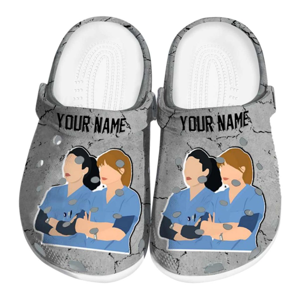 Customized Grey Anatomy Cracked Texture Clog - VivaCrocs