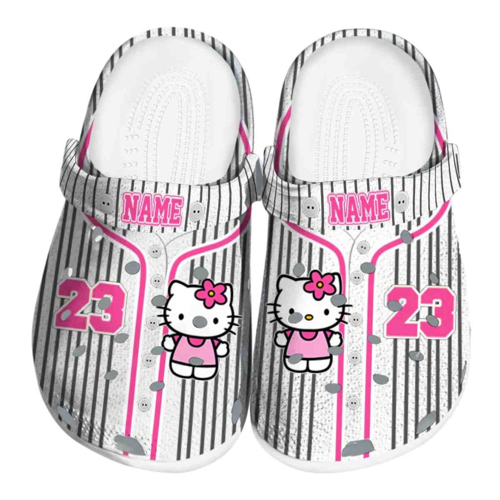 Customized Hello Kitty Pinstripe Pattern Clog - VivaCrocs