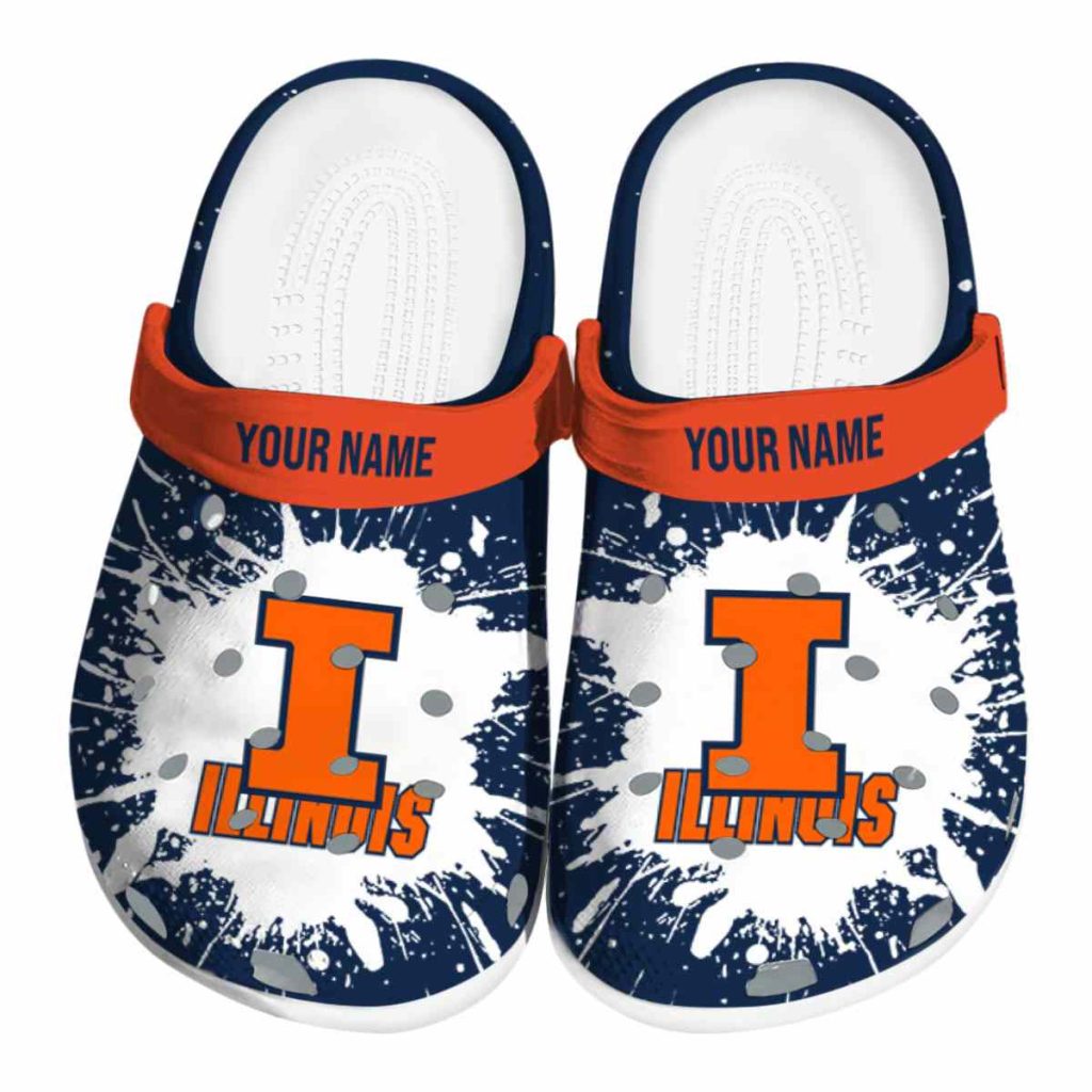 Customized Illinois Fighting Illini Splash Art Clog - VivaCrocs