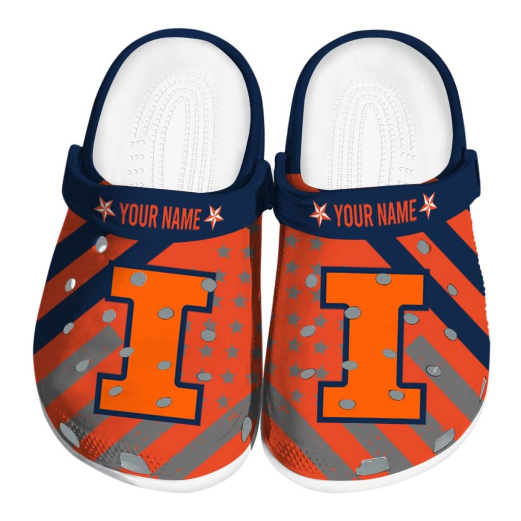 Customized Illinois Fighting Illini Star-Spangled Graphic Clog - VivaCrocs