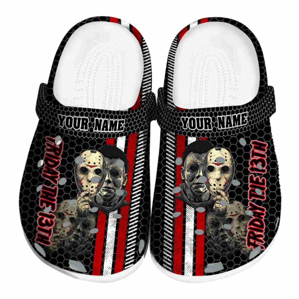 Customized Jason Voorhees Contrasting Stripes Clog - VivaCrocs