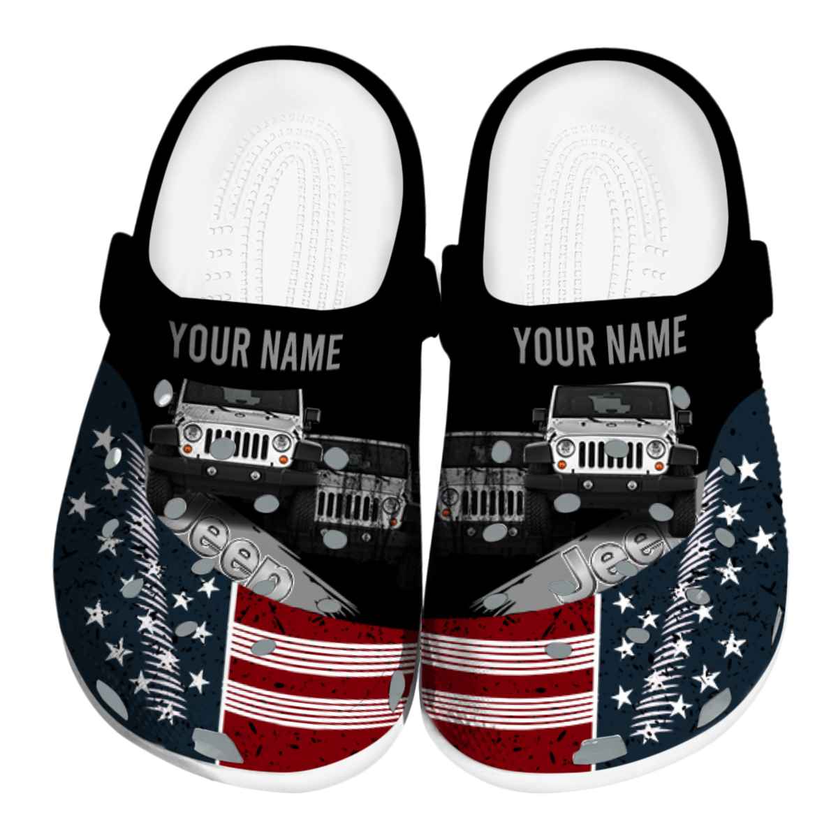 Customized Jeep Star-Spangled Side Pattern Clog - VivaCrocs