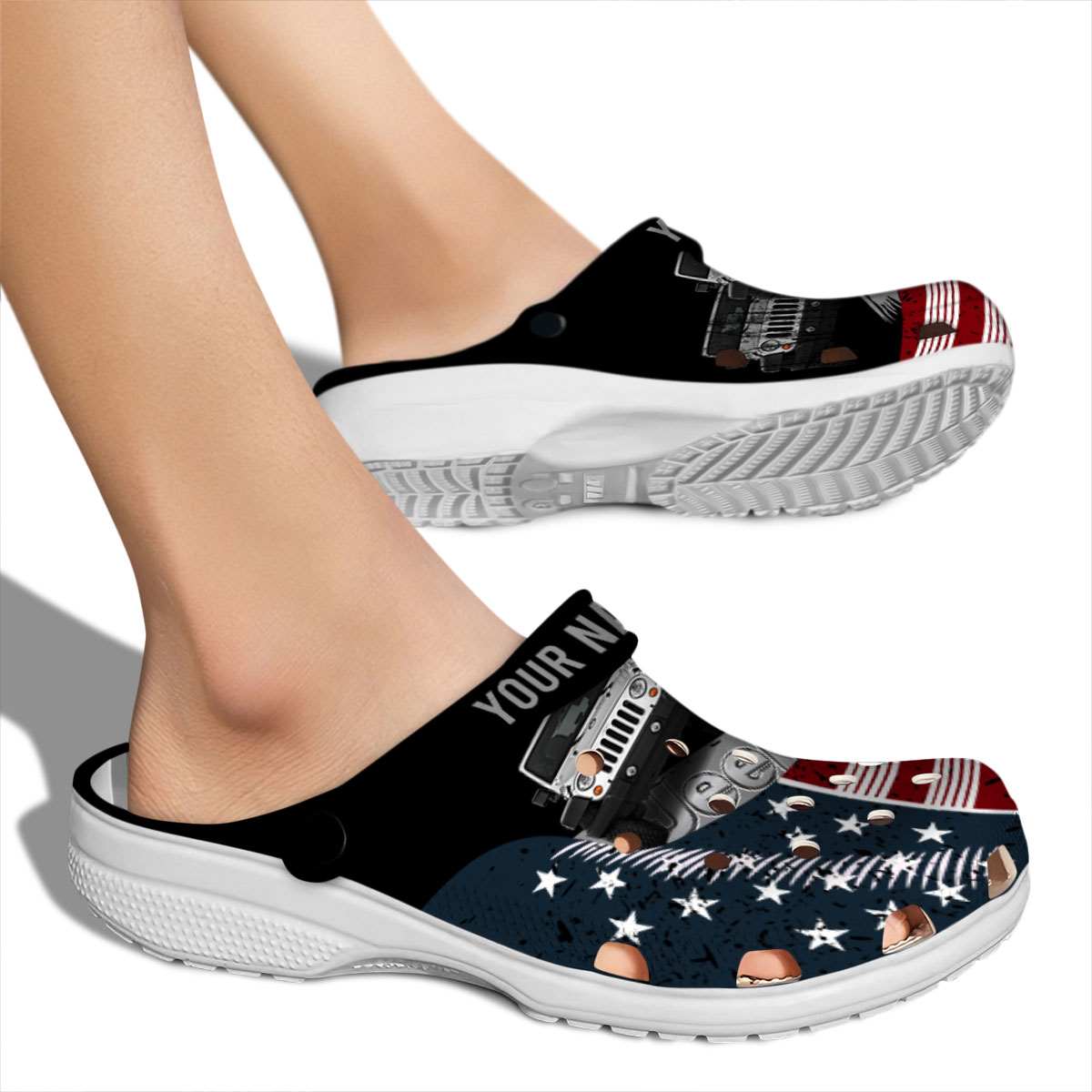 Customized Jeep Star-Spangled Side Pattern Clog - VivaCrocs