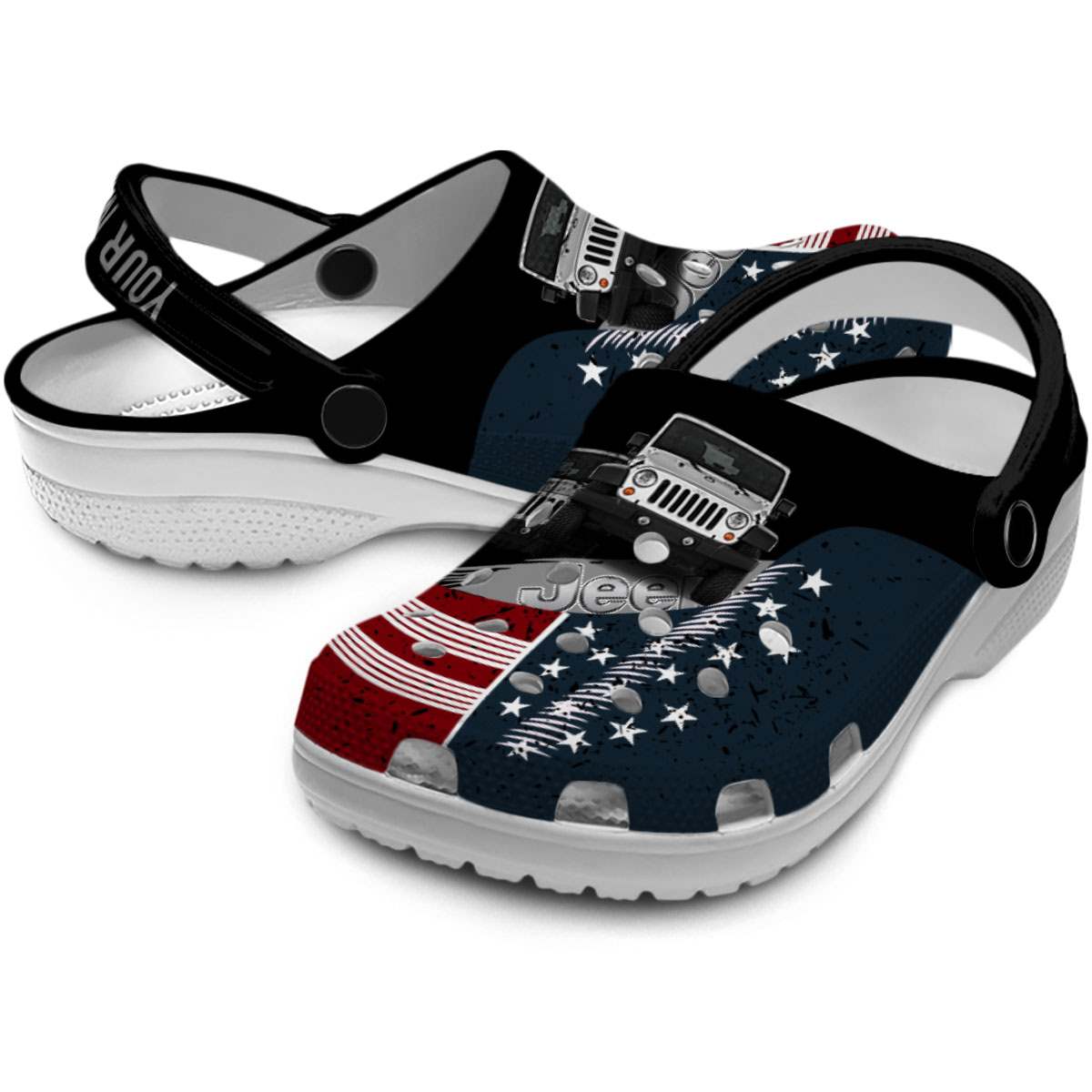 Customized Jeep Star-Spangled Side Pattern Clog - VivaCrocs